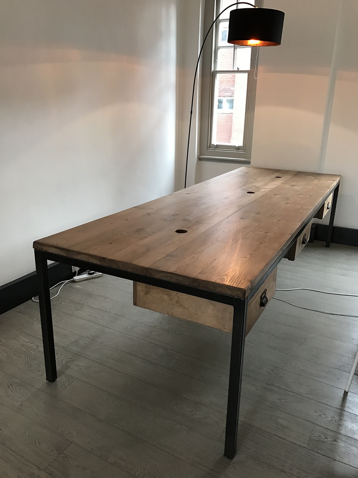 work table with cable holes and drawers | Metroretro